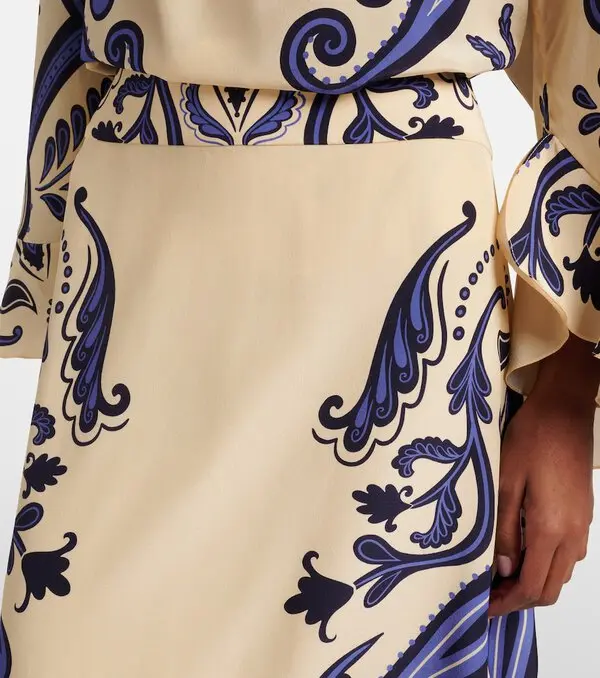 Johanna Ortiz Paisley Silk Maxi Skirt - White