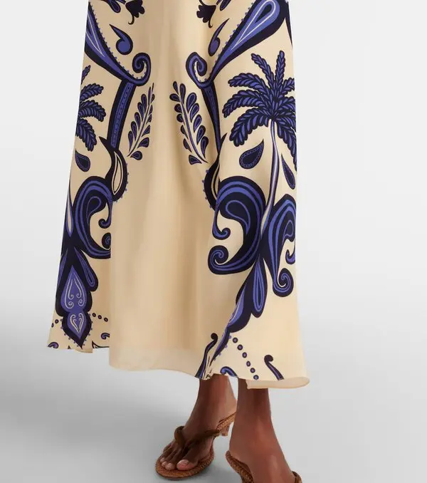 Johanna Ortiz Paisley Silk Maxi Skirt - White