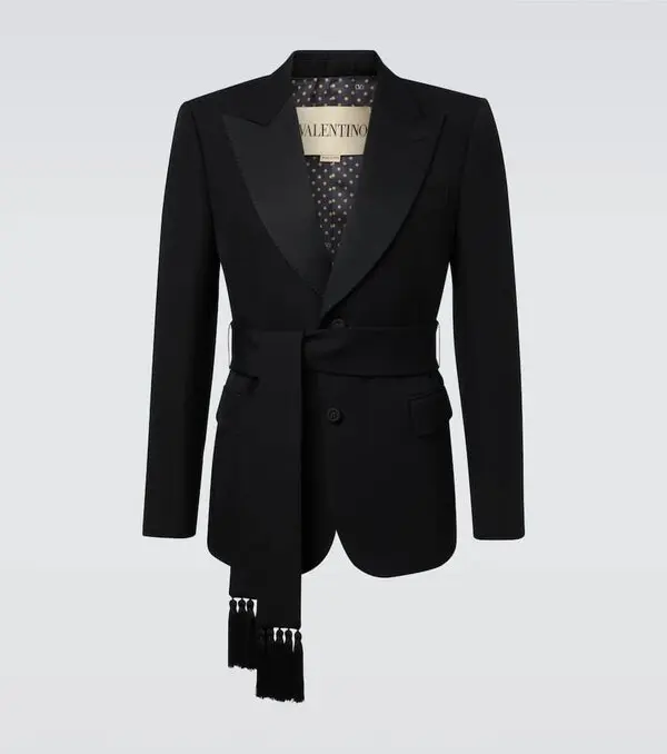 Valentino Garavani Belted Virgin Wool Suit Jacket