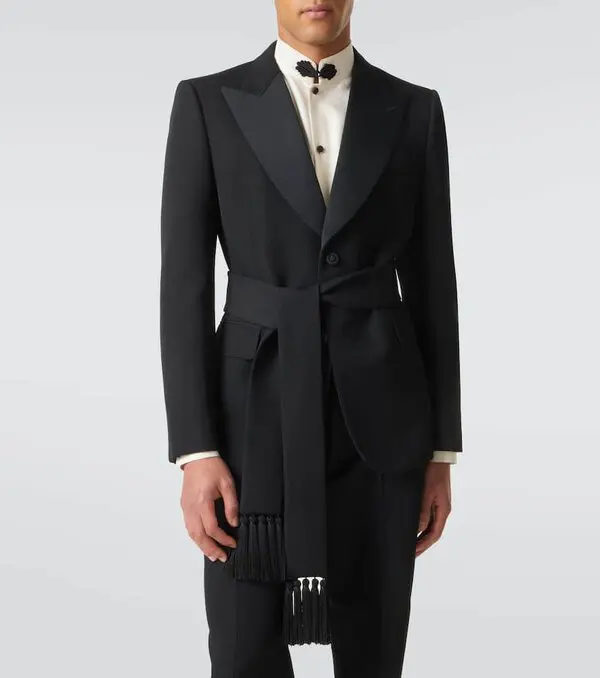Valentino Garavani Belted Virgin Wool Suit Jacket