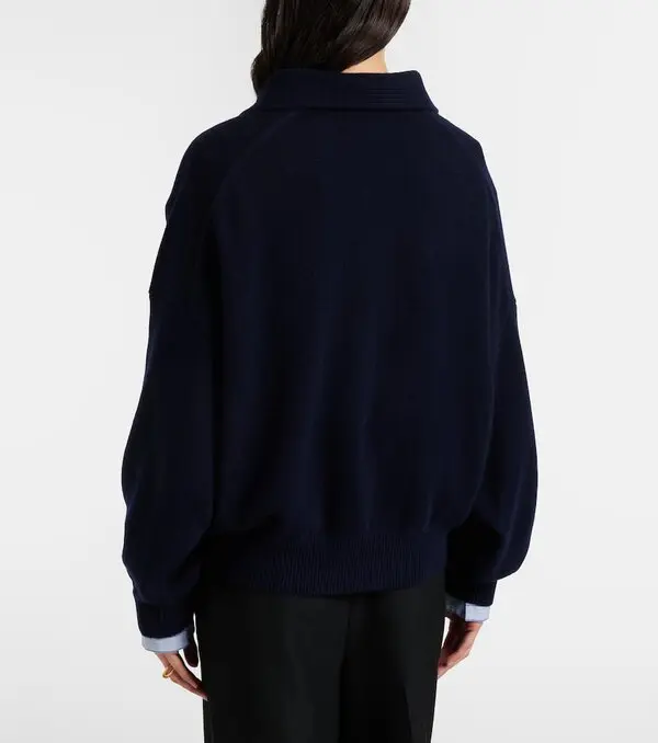 LISA YANG Etta Cashmere Polo Sweater - Blue