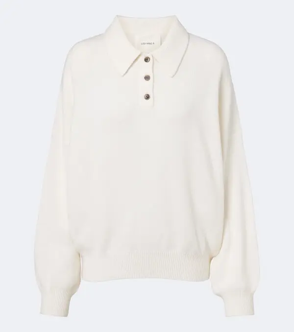 LISA YANG Etta Cashmere Polo Sweater - White