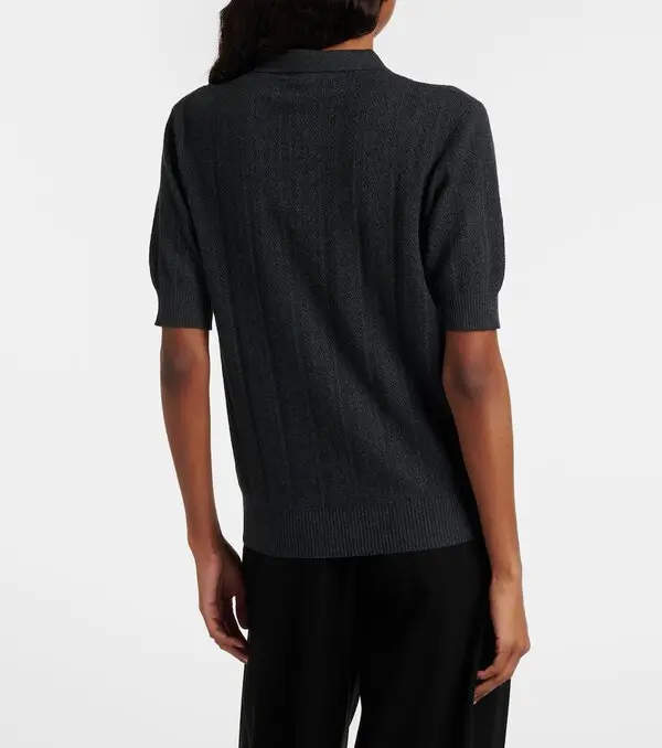 LISA YANG Cristine Cotton And Cashmere Polo Sweater - Grey