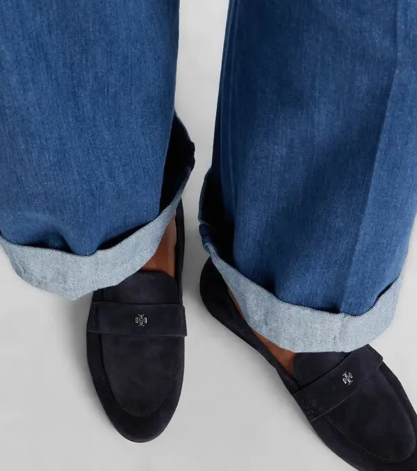 Tory Burch Logo Suede Loafers - Blue