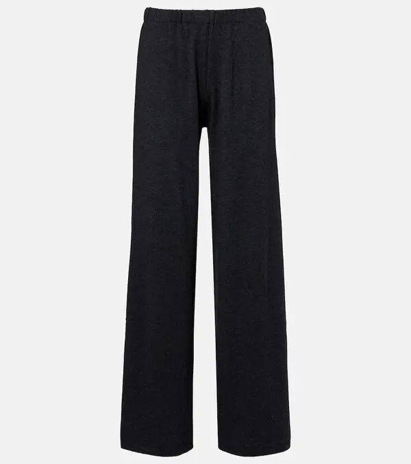 LISA YANG Navy Cotton & Cashmere Wide-leg Pants - Grey
