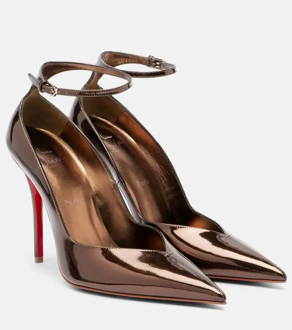 CHRISTIAN LOUBOUTIN Erozee 100 Patent Leather Pumps - Brown