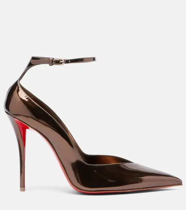 CHRISTIAN LOUBOUTIN Erozee 100 Patent Leather Pumps - Brown