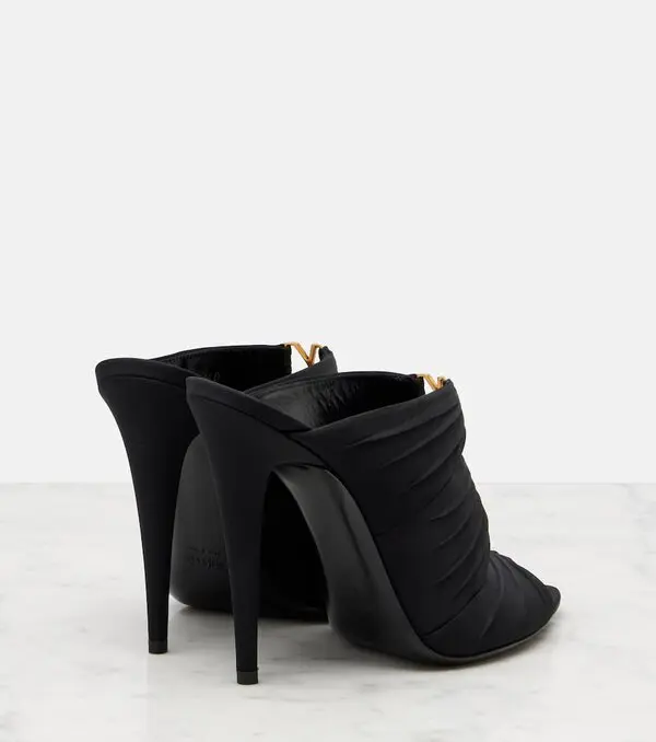 Saint Laurent Emelie Crêpe Satin Mules - Black