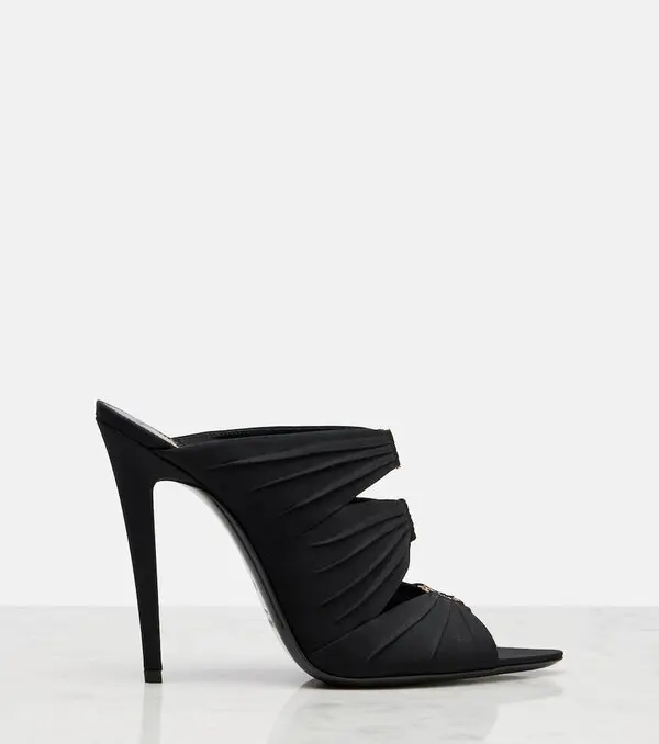 Saint Laurent Emelie Crêpe Satin Mules - Black