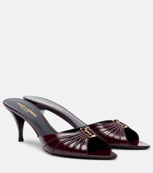 Saint Laurent Babylone Cassandre 60 Leather Mules