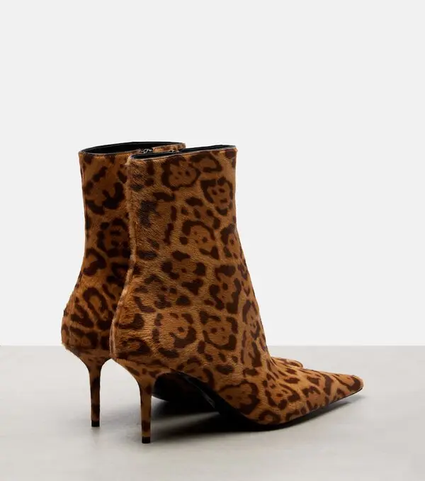 Saint Laurent Ashley 75 Calf Hair Ankle Boots - Beige