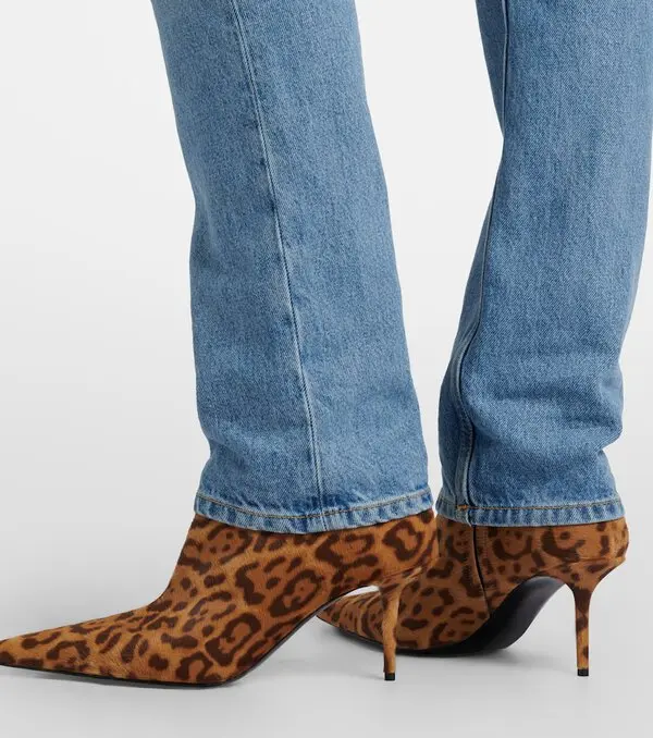 Saint Laurent Ashley 75 Calf Hair Ankle Boots - Brown