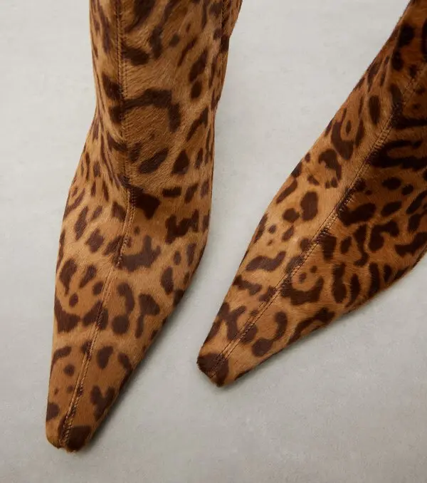 Saint Laurent Ashley 75 Calf Hair Ankle Boots - Brown