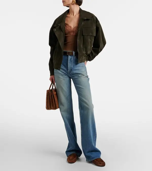 Saint Laurent Le Loafer Suede Mules - Brown