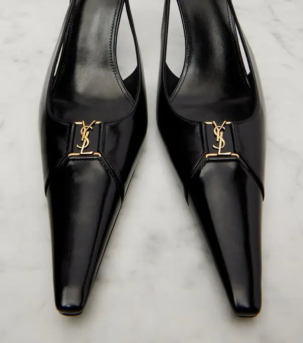 Saint Laurent Babylone Breteuil 75 Slingback Pumps - Black