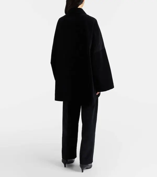 TOTEME Deep Pleat Cotton Corduroy Wide-leg Trousers - Black