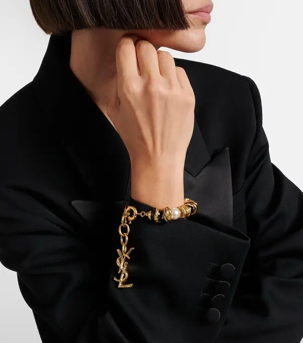 Saint Laurent Loulou Embellished Bracelet - Gold