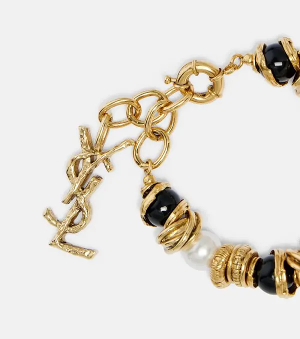 Saint Laurent Loulou Embellished Bracelet - Gold