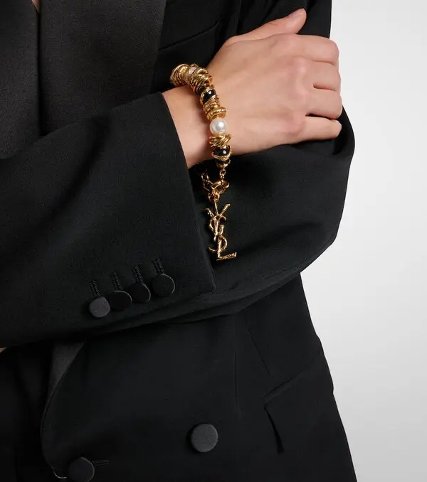 Saint Laurent Loulou Embellished Bracelet - Gold