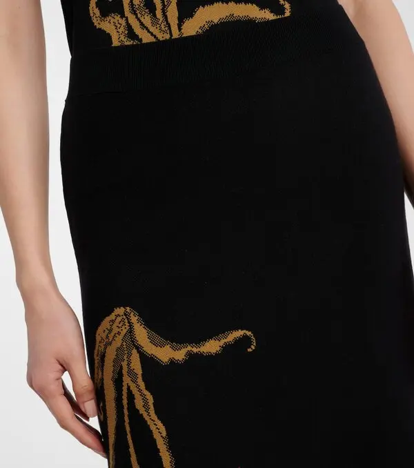 Erdem Floral Jacquard Midi Skirt - Black