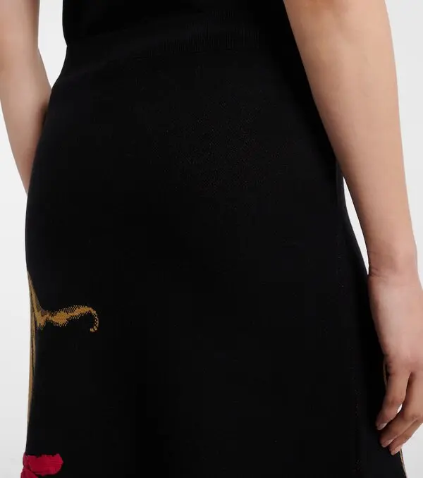 Erdem Floral Jacquard Midi Skirt - Black