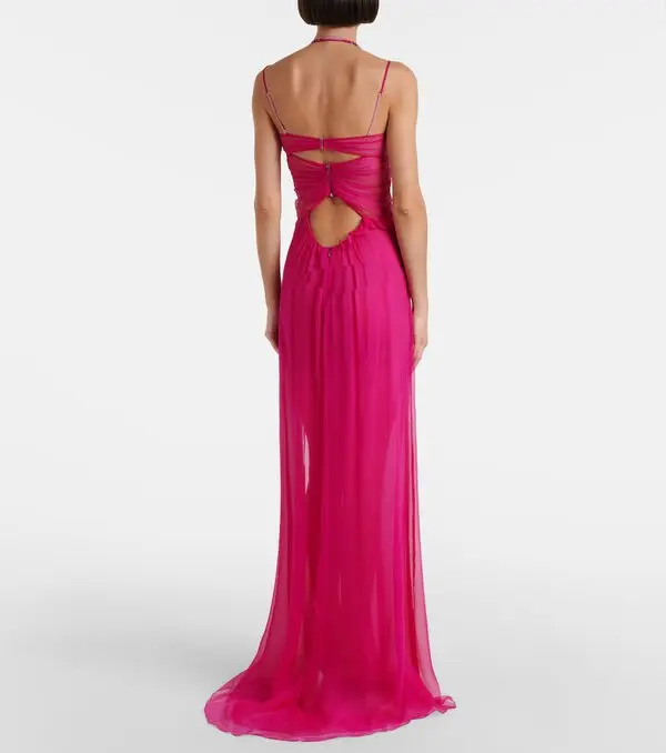 NENSI DOJAKA Semi-sheer Silk Gown - Pink