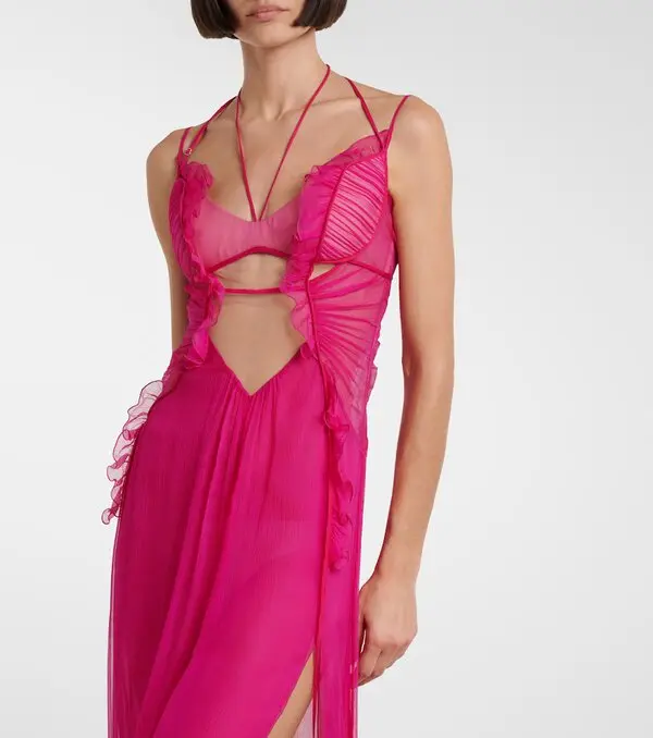 NENSI DOJAKA Semi-sheer Silk Gown - Pink