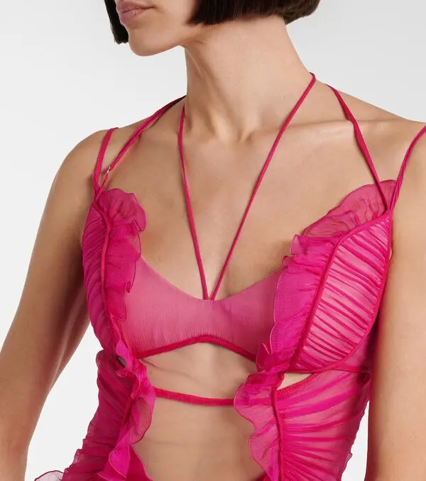 NENSI DOJAKA Semi-sheer Silk Gown - Pink