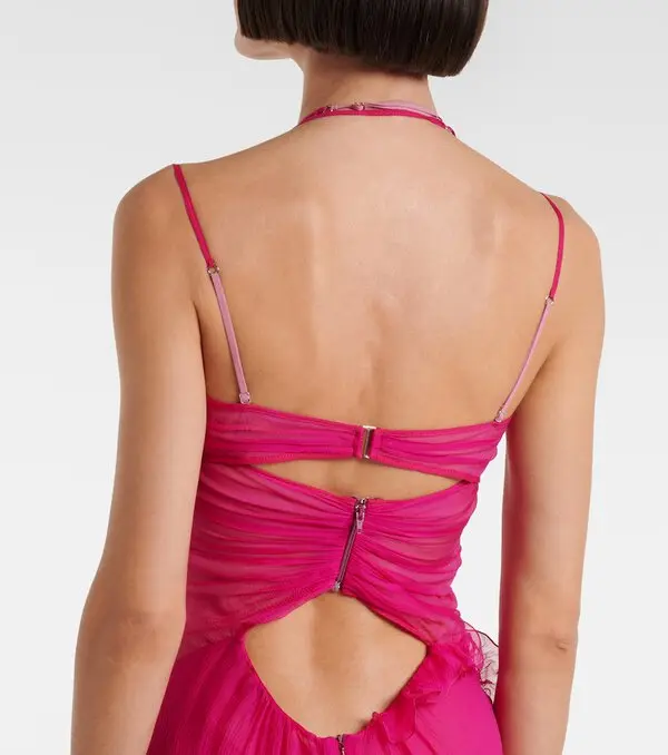 NENSI DOJAKA Semi-sheer Silk Gown - Pink