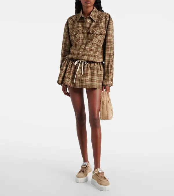 Miu Miu Shearling-lined Suede Platform Sneakers - Brown