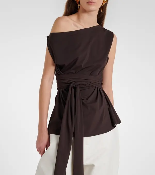 RÓHE One-shoulder Jersey Wrap Top