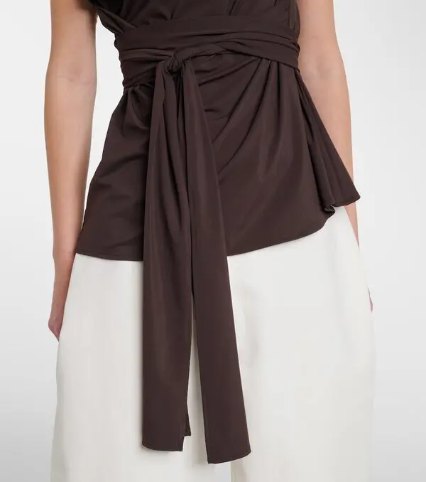 RÓHE One-shoulder Jersey Wrap Top