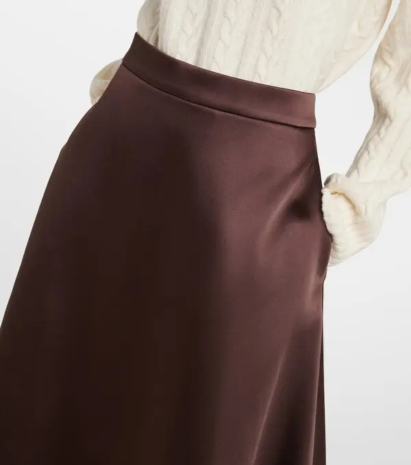 RÓHE Satin Midi Skirt - Brown