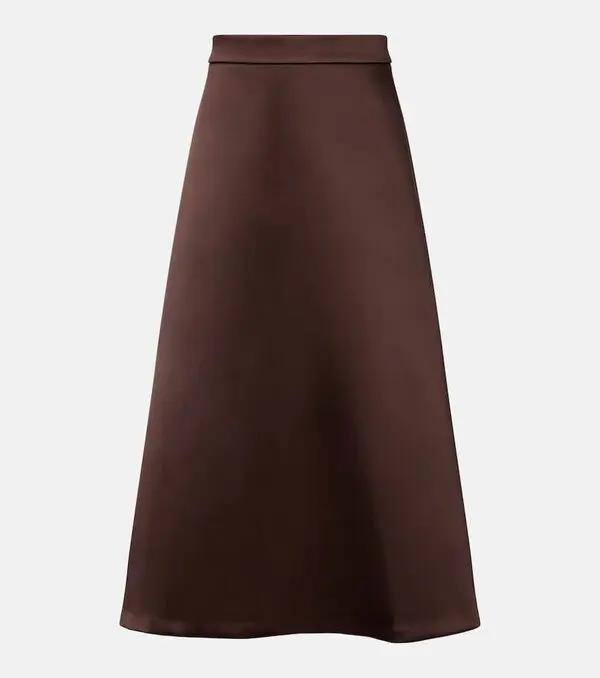 RÓHE Satin Midi Skirt - Brown