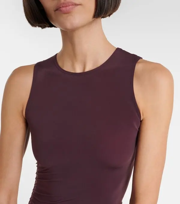 Wolford Ruched Sheer Midi Dress - Purple