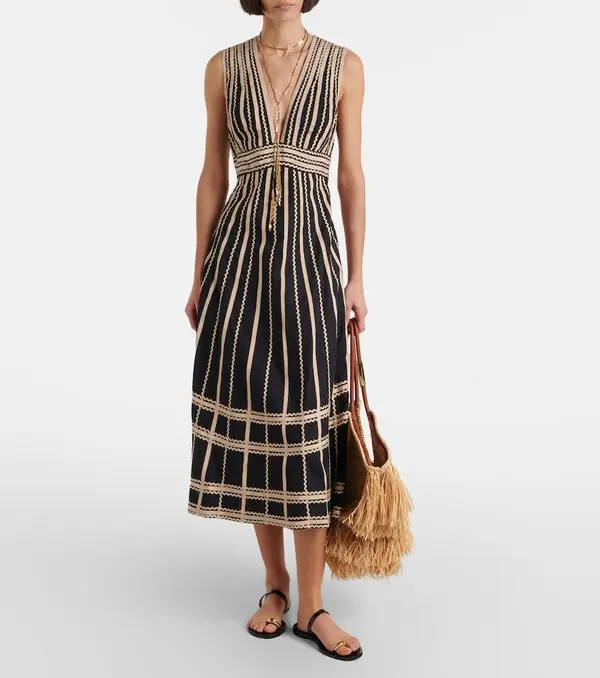 Ulla Johnson Palermo Cotton Poplin Midi Dress - Black