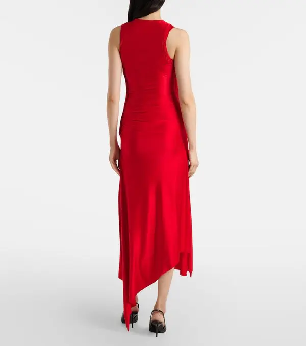 Victoria Beckham Twist Ruched Jersey Midi Dress - Red