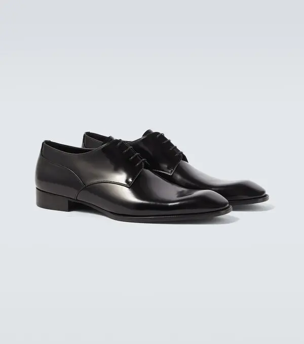 Saint Laurent Stanton Leather Derby Shoes - Black