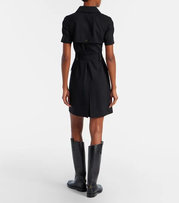 Burberry Belted Wool Shirt Dress - Black