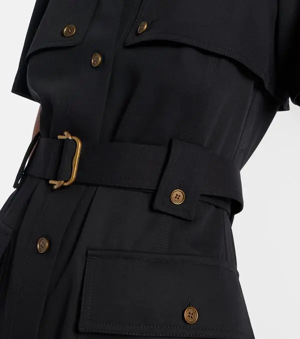 Burberry Belted Wool Shirt Dress - Black