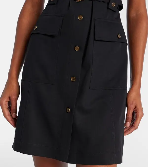Burberry Belted Wool Shirt Dress - Black