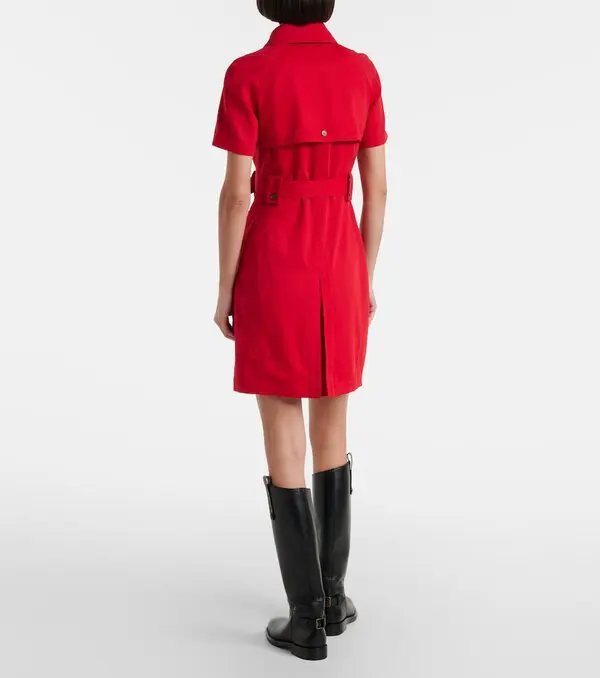 Burberry Belted Wool Shirt Dress - Red