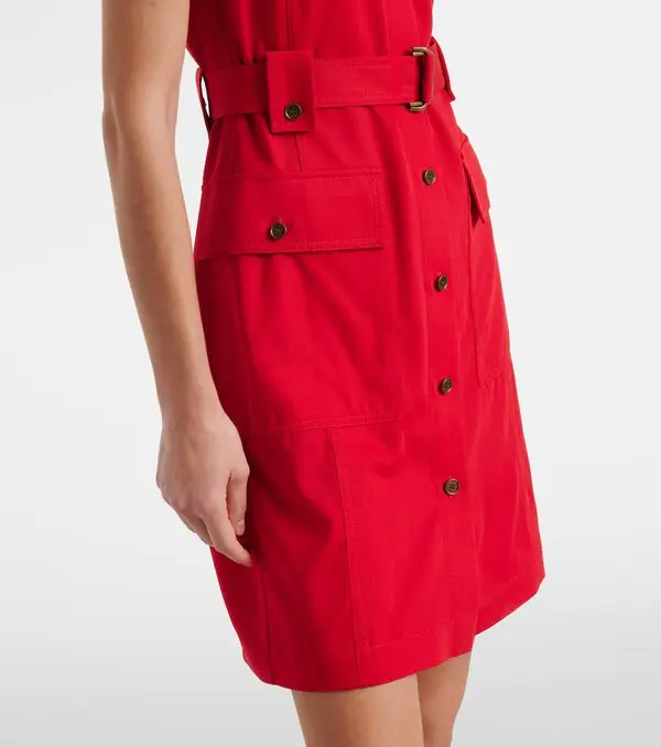 Burberry Belted Wool Shirt Dress - Red