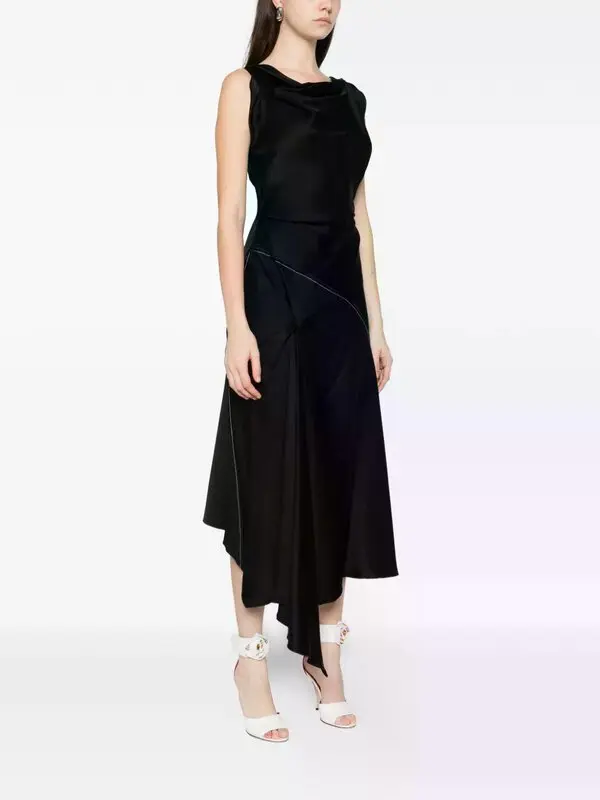 Victoria Beckham Asymmetric Cowl-neck Dress - Black