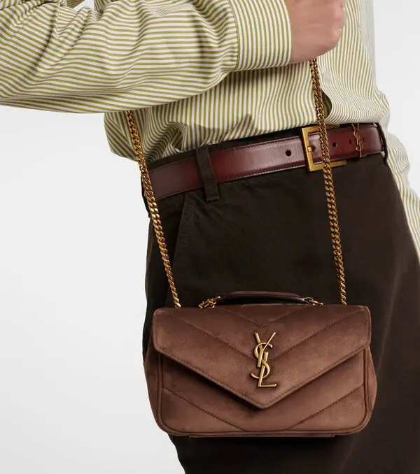 Saint Laurent Loulou Suede Shoulder Bag - Brown