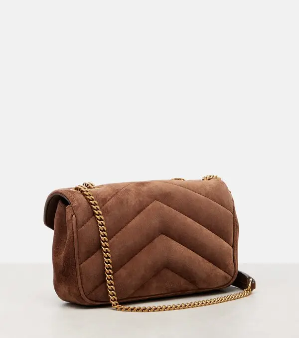 Saint Laurent Loulou Suede Shoulder Bag - Brown