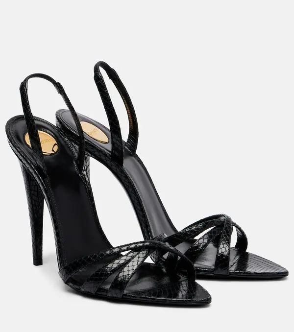 Saint Laurent Kate Leather Slingback Sandals - Black