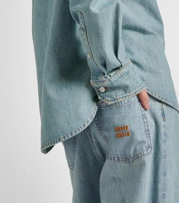 Miu Miu Logo Chambray Shirt - Blue