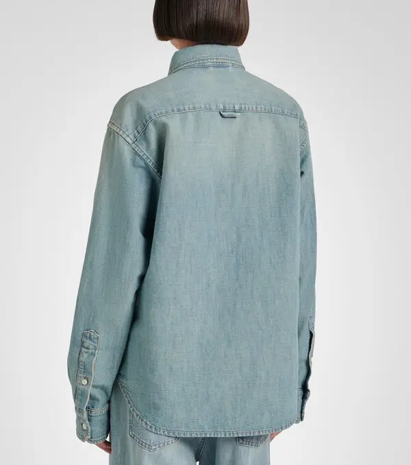 Miu Miu Logo Chambray Shirt - Blue