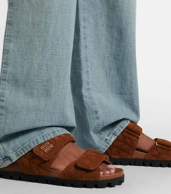 Miu Miu Quilted Suede Sandals